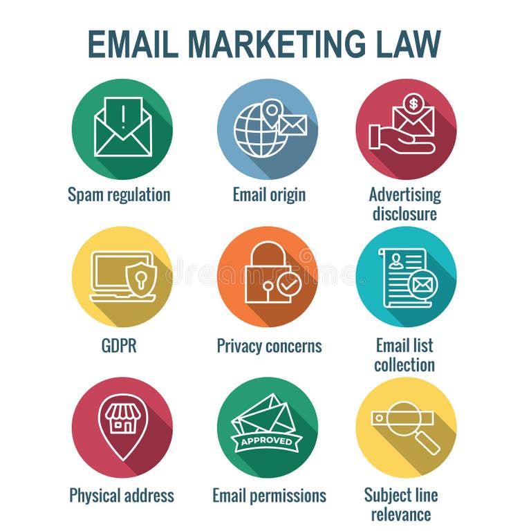 Email Marketing Rules - Regulations Icon Set Stock Vector ...