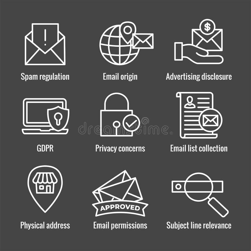 Email Marketing Rules - Regulations Icon with Physical Address Idea ...
