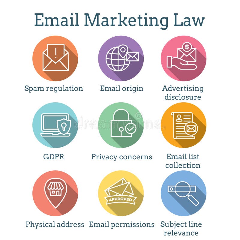 Email Marketing Rules - Regulations Icon Set Stock Vector ...