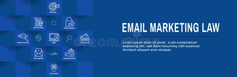 Email Marketing Rules and Regulations Icon Set & Web Header Banner ...