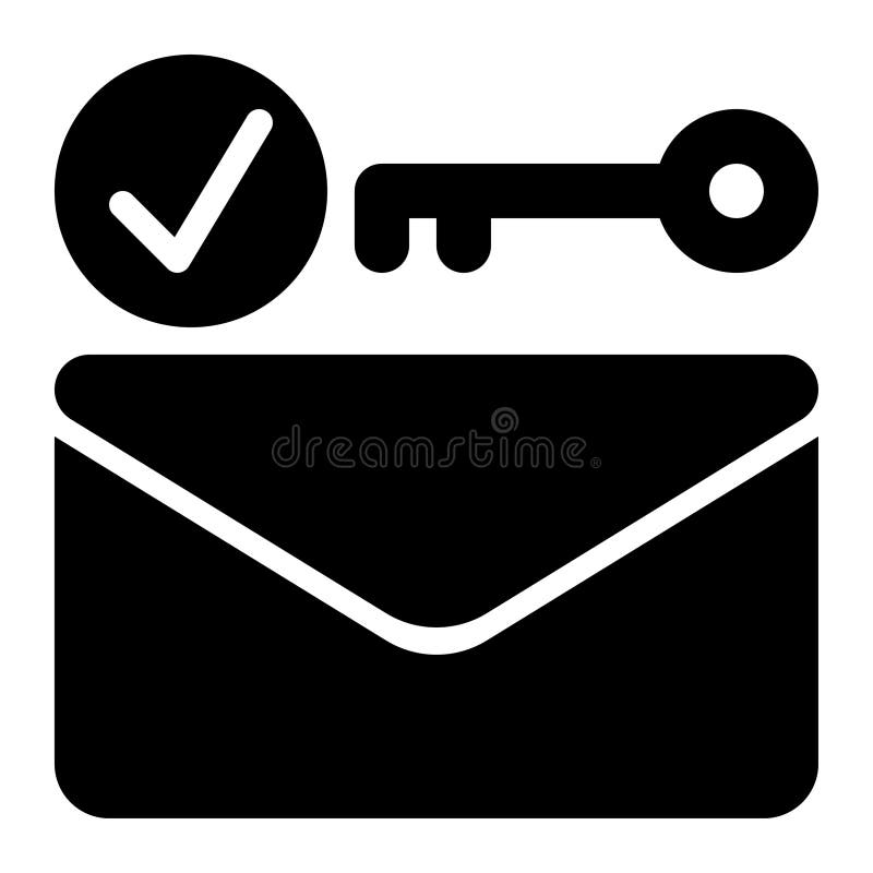 Email Authentication Glyph Solid Icon Stock Photo - Illustration of ...