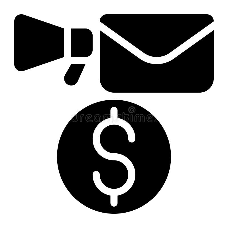 Email Marketing Cost Glyph Solid Icon Stock Illustration - Illustration ...
