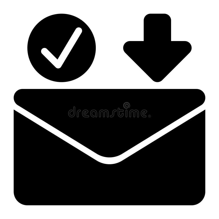 Email Received, Inbox Validation Glyph Solid Icon Stock Image ...