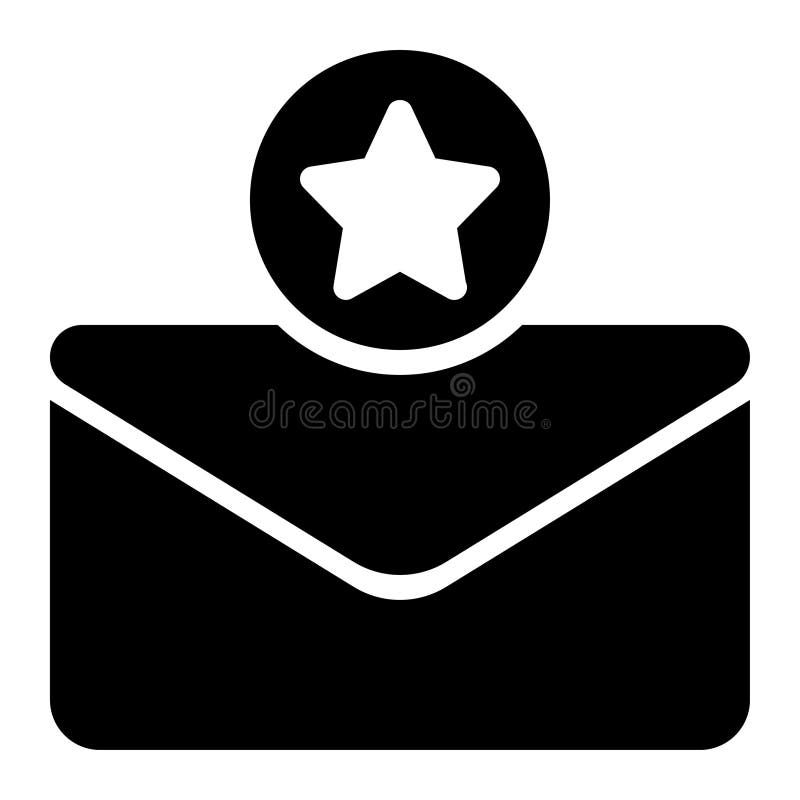 Starred Inbox, Favorite Email Glyph Solid Icon Stock Image ...