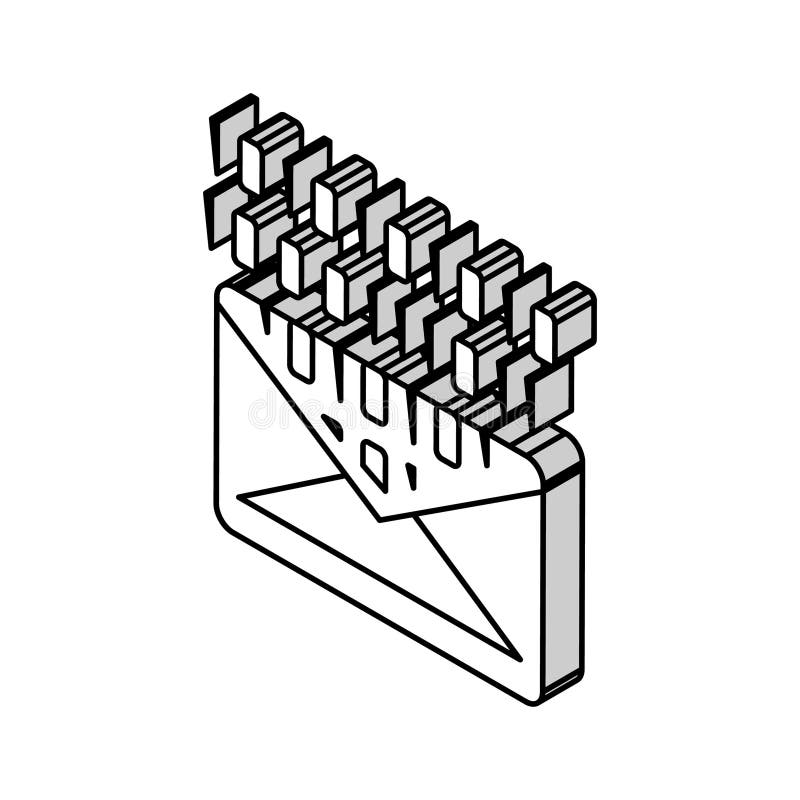 Email Message with Binary Code Isometric Icon Vector Illustration Stock ...