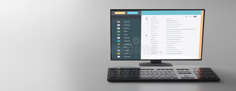 Email Message Communication. Client Mail List on Computer Desktop ...