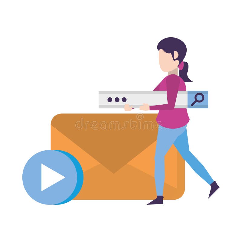 Email Message Digital Card Cartoon Stock Vector - Illustration of icon ...