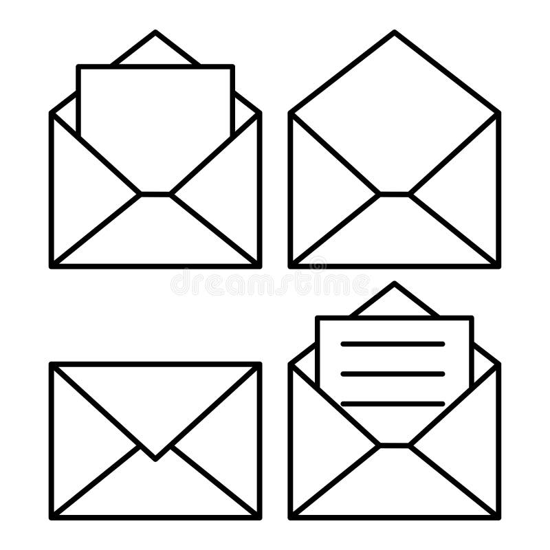 Email Message Envelope Icon Outline Vector Isolated on White Stock ...