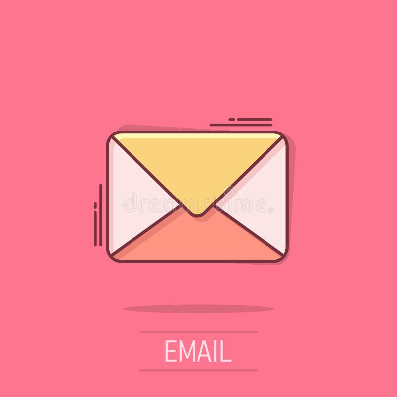 Email Message Icon in Comic Style. Mail Document Cartoon Vector ...