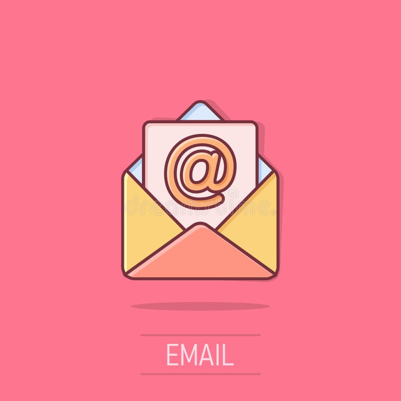 Email Message Icon in Comic Style. Mail Document Cartoon Vector ...