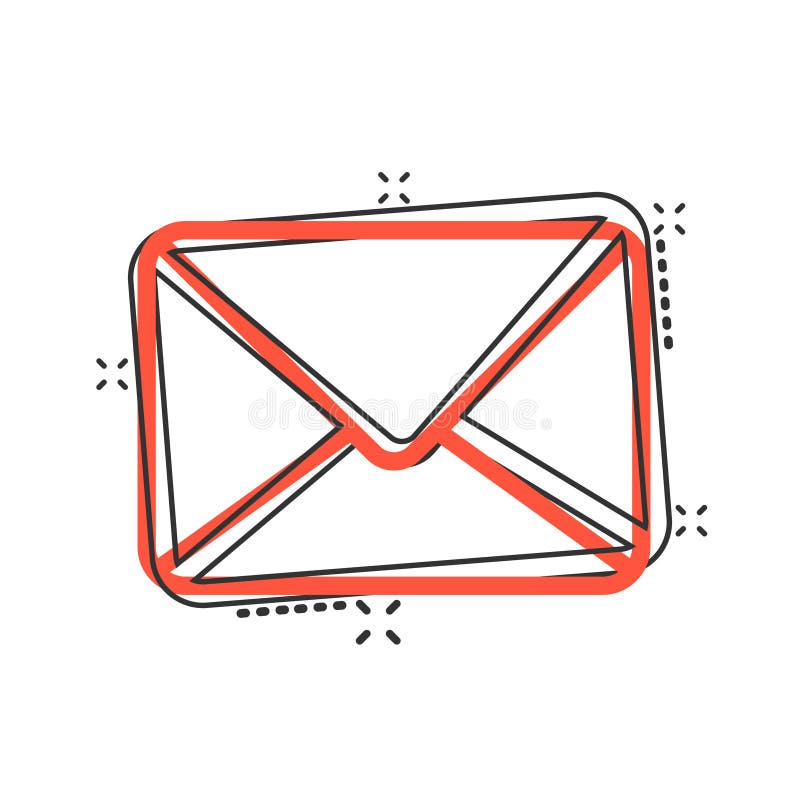 Email Message Icon in Comic Style. Mail Document Cartoon Vector ...