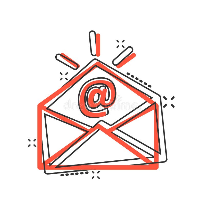 Email Message Icon in Comic Style. Mail Document Cartoon Vector ...