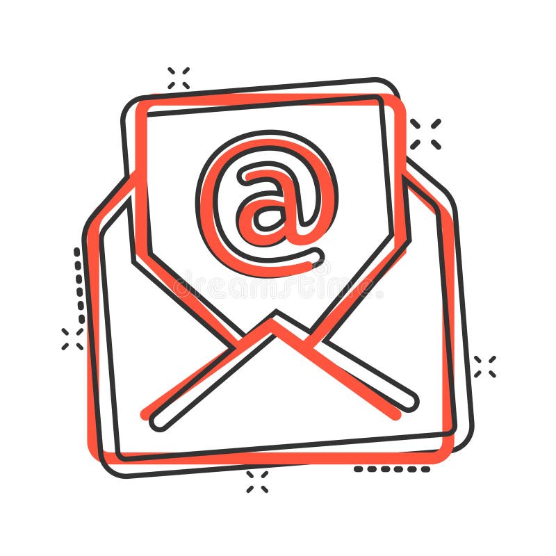 Email Message Icon in Comic Style. Mail Document Cartoon Vector ...