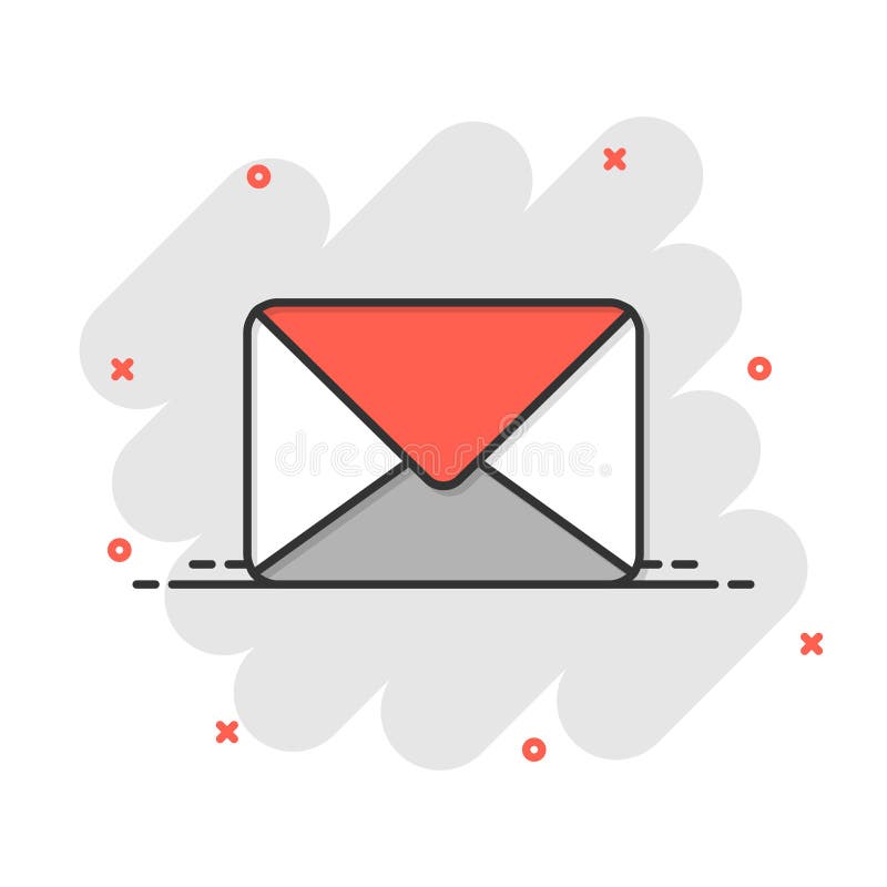 Email Message Icon in Comic Style. Mail Document Cartoon Vector ...