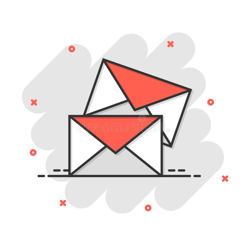 Email Message Icon in Comic Style. Mail Document Cartoon Vector ...