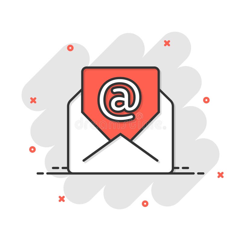 Email Message Icon in Comic Style. Mail Document Cartoon Vector ...