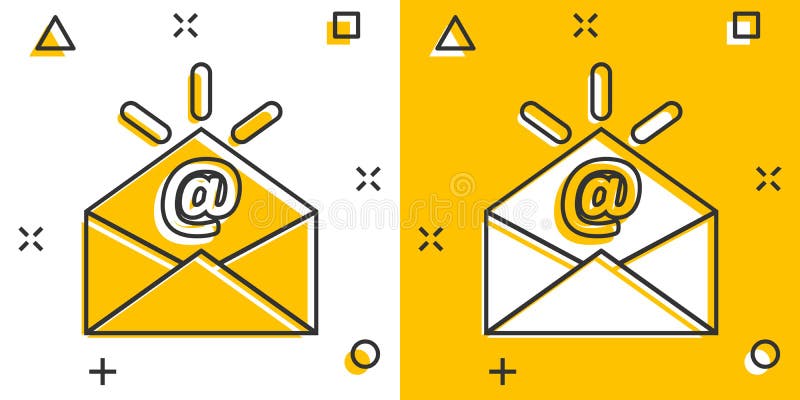 Email Message Icon in Comic Style. Mail Document Cartoon Vector ...