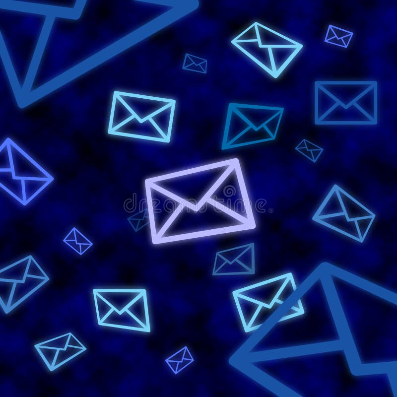 Email Message Icons Floating in Blue Cyberspace Stock Illustration ...