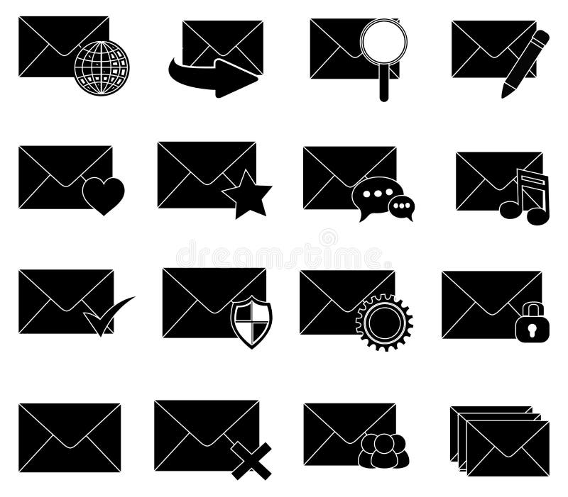Email message icons set stock vector. Illustration of messa - 47818104