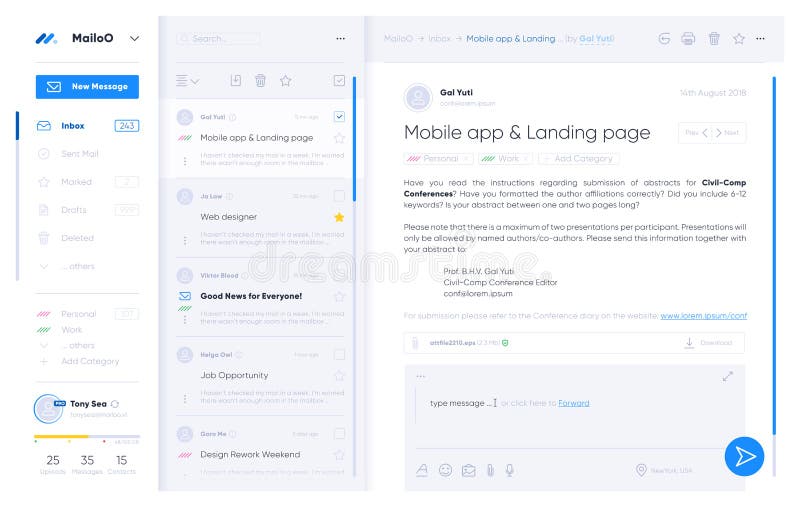 Email Message Interface with Send Form Stock Vector - Illustration of ...