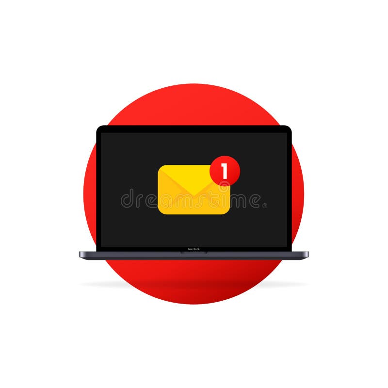 Email Message on Screen in Laptop. Email Notification Concept. Message ...