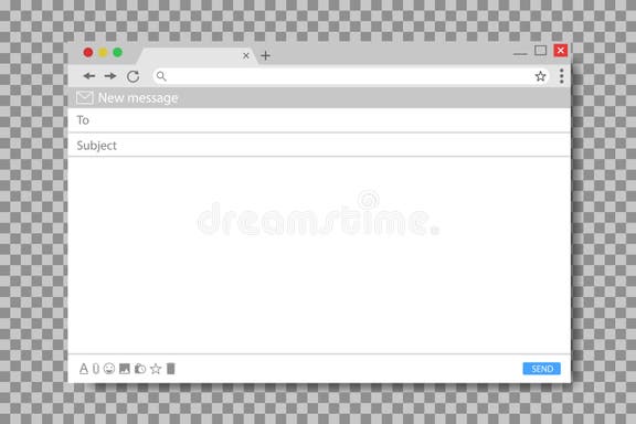 Email Message Template. Mockup Blank Mail Screen Window. Browser ...
