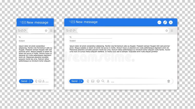 Email Mockup. Online Mail. UI Window for Message Box. Computer or ...