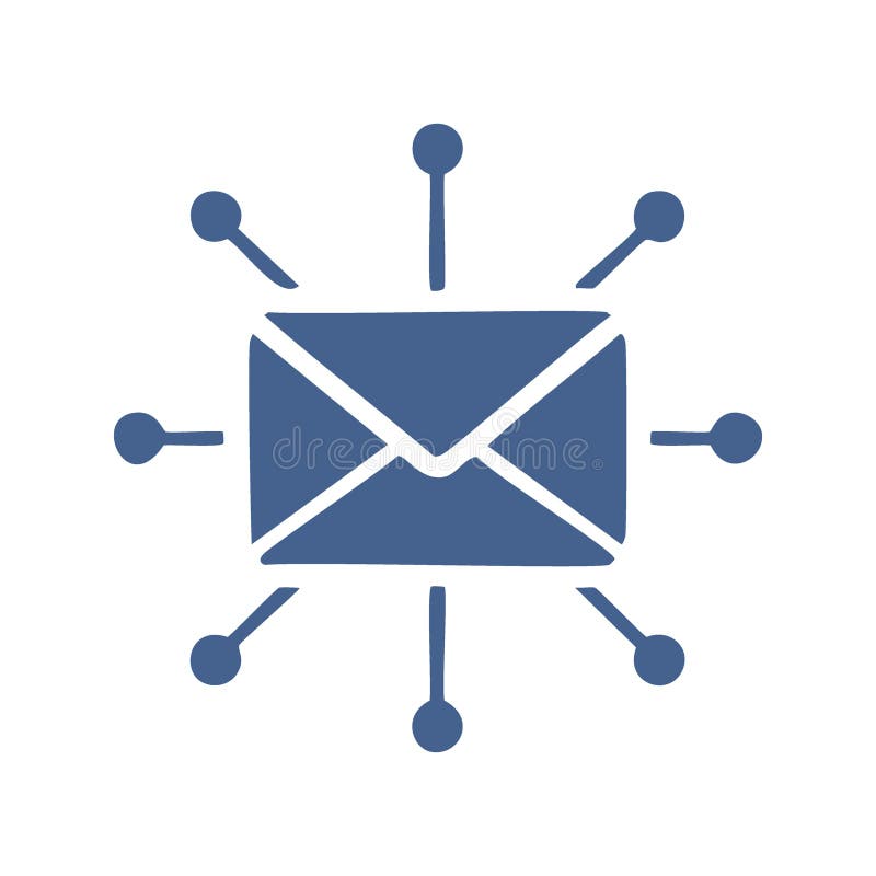 Email Network Icon. Blue Envelope Icon with Multiple Connections ...
