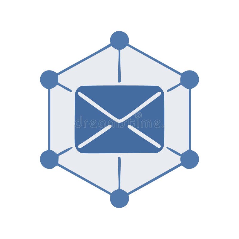 Email Network Icon. Network of Connections with Email Symbol at Center ...