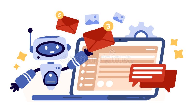 Email Notification with AI Service, Robot with Envelope, Support in SMS ...