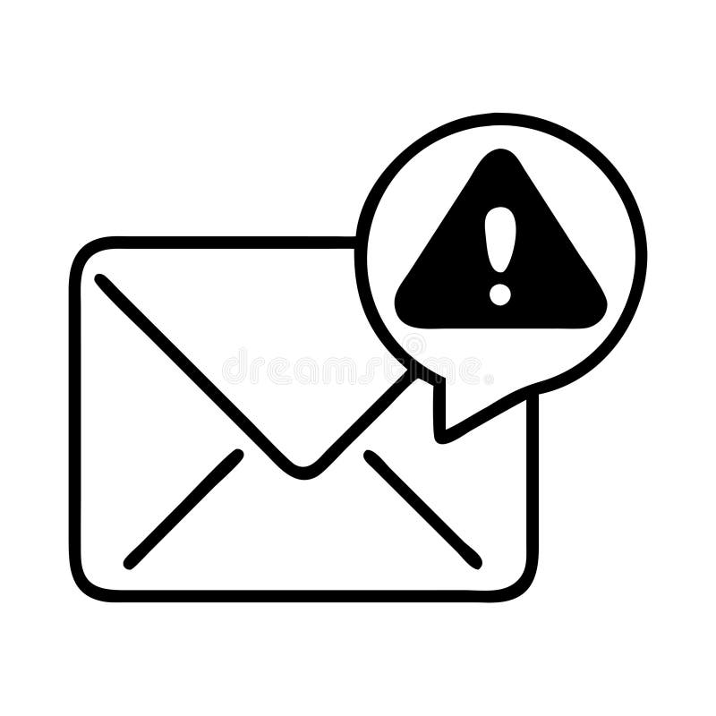 Email Notification with Alert Symbol for Communication Warning Stock ...