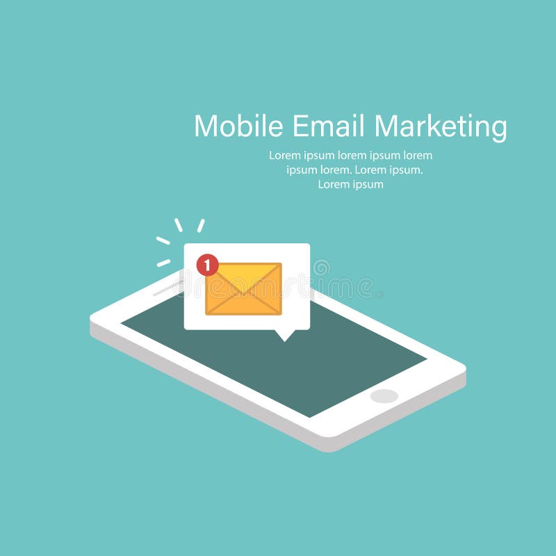 Email Notification Concept in Isometric Design. New Sms on Smartphone ...