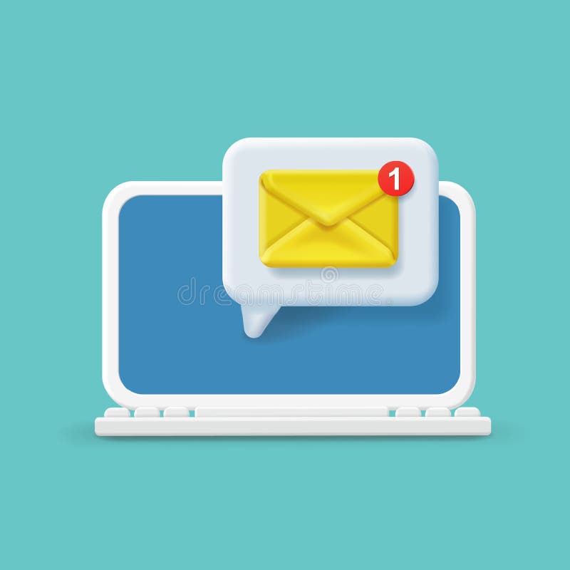Email Notification Concept. New Email Message on the Laptop Screen ...