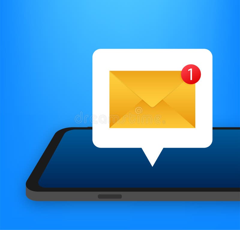 Email Notification Concept. New Email on the Smart Phone Screen. Vector ...