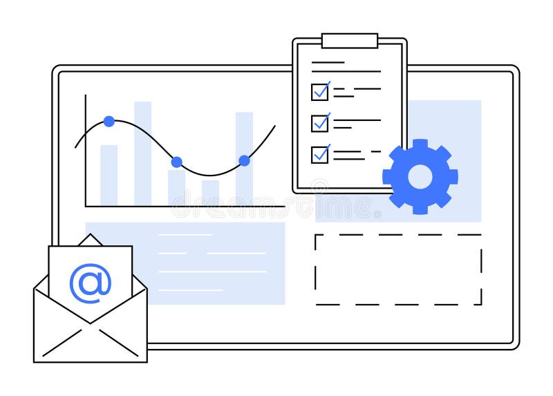 Email Notification with Graph, Checklist, and Settings Gear on Screen ...