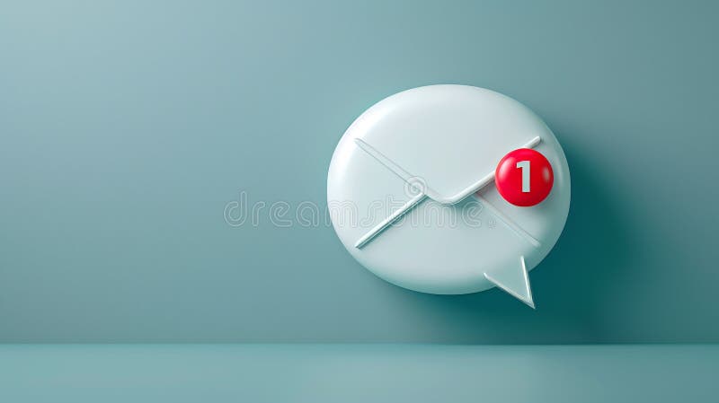 Email Notification Icon with One New Message Stock Illustration ...