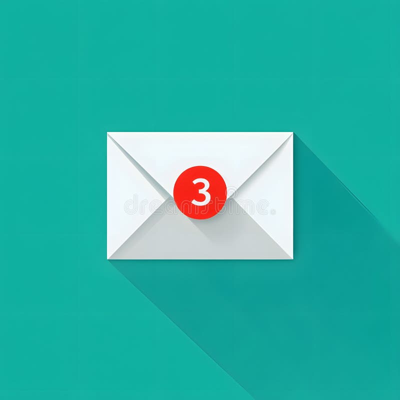 Email Notification Icon with Unread Message Badge Green Background ...