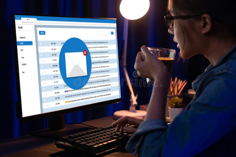 Email Notification Message Showing on Computer Screen Brisk Stock Photo ...