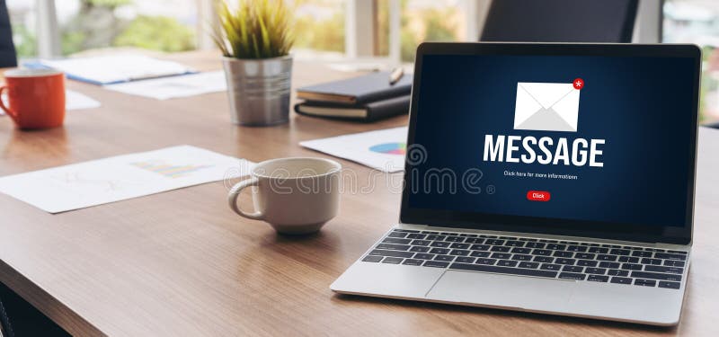 Email Notification Message Showing on Computer Screen Snugly Stock ...