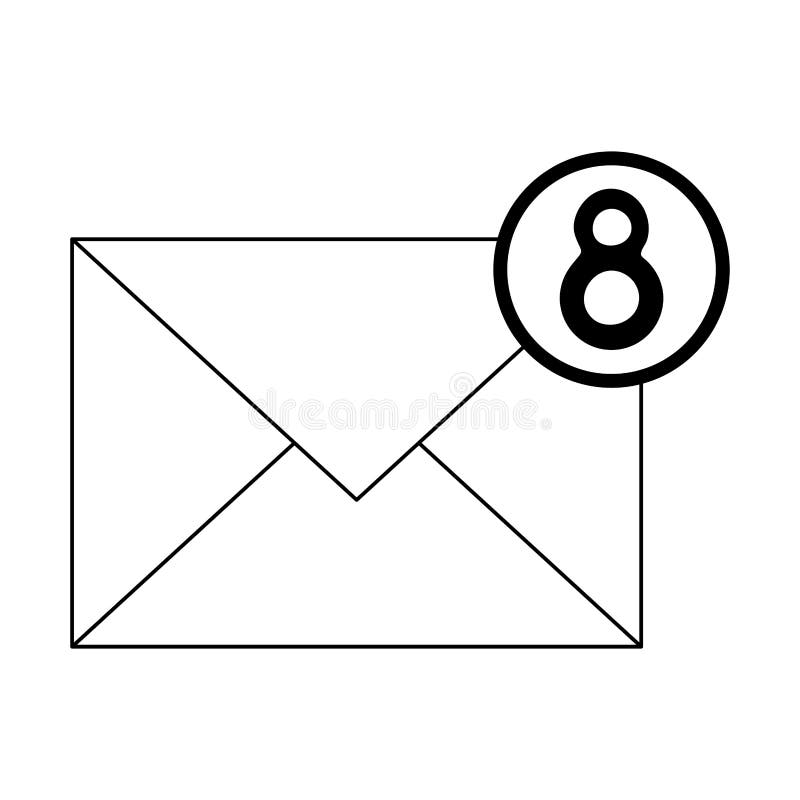 Email Notification Symbols Black and White Stock Vector - Illustration ...