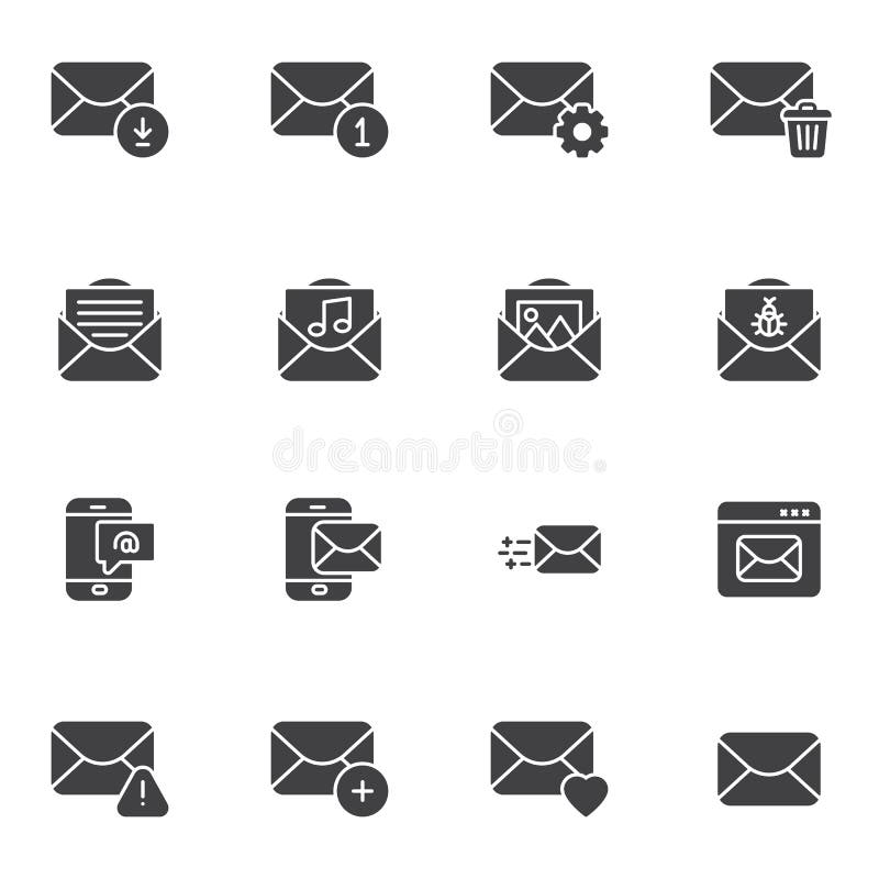 Email Notifications Vector Icons Set Stock Vector - Illustration of ...