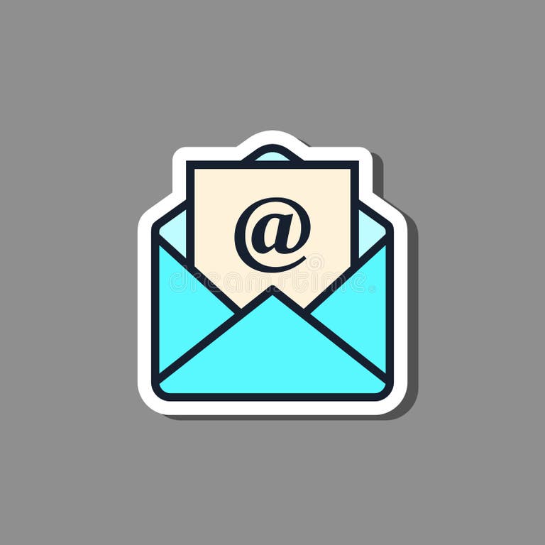 Email Open Envelope Paper Sticker with Shadow. Vector Isolated Label ...