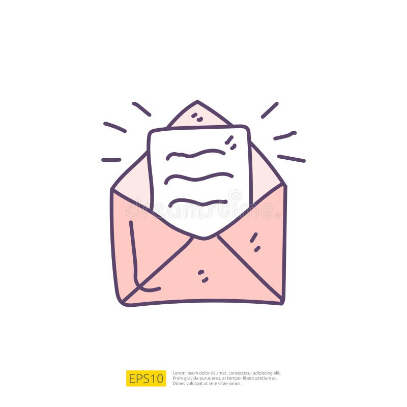 Email Open Icon Doodle Hand Drawn Style Stock Vector - Illustration of ...
