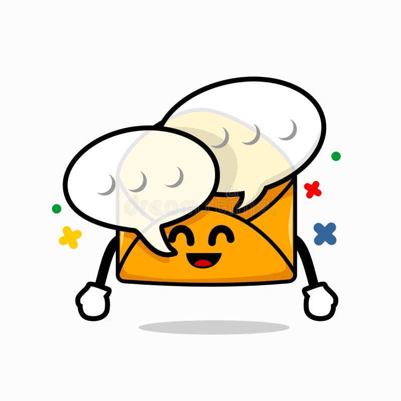 Mail Communicationconcept. Isolated Cute Mail Cartoon Face with Bubble ...
