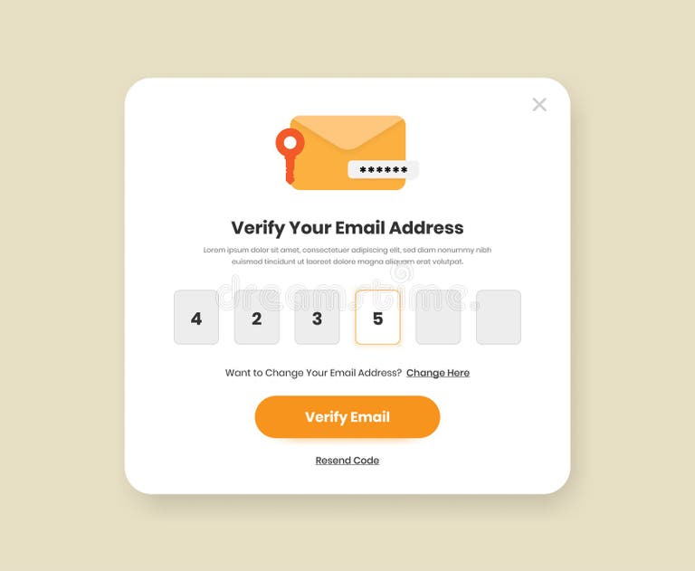 Email OTP Verification Popup Screen with Illustration for Mobile and ...
