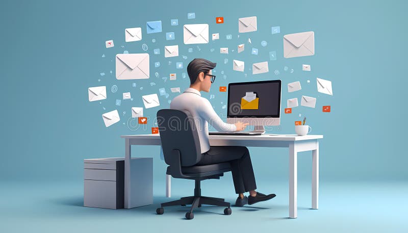 Email Overload: AI-Generated Visualization Stock Illustration ...
