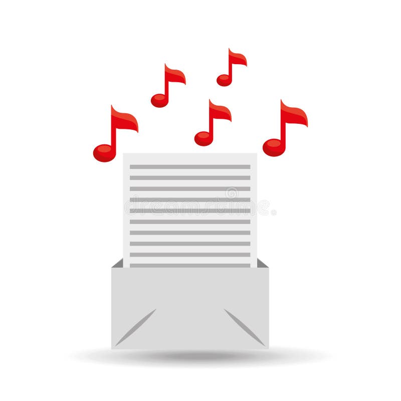 Email Paper Music Note Design Stock Vector - Illustration of reading ...