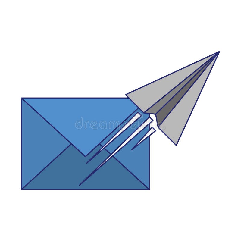 Email and Paper Plane Flying Symbol Blue Lines Stock Vector ...