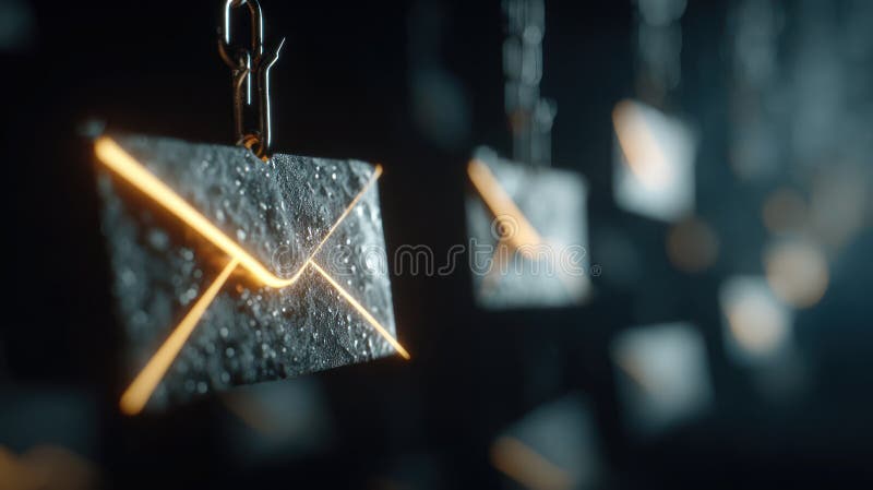 Email Phishing Protection Concept with Glowing Envelope Hanging on ...