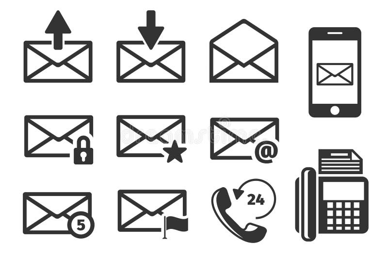 Email and Phone Vector Icons Set Stock Vector - Illustration of contact ...